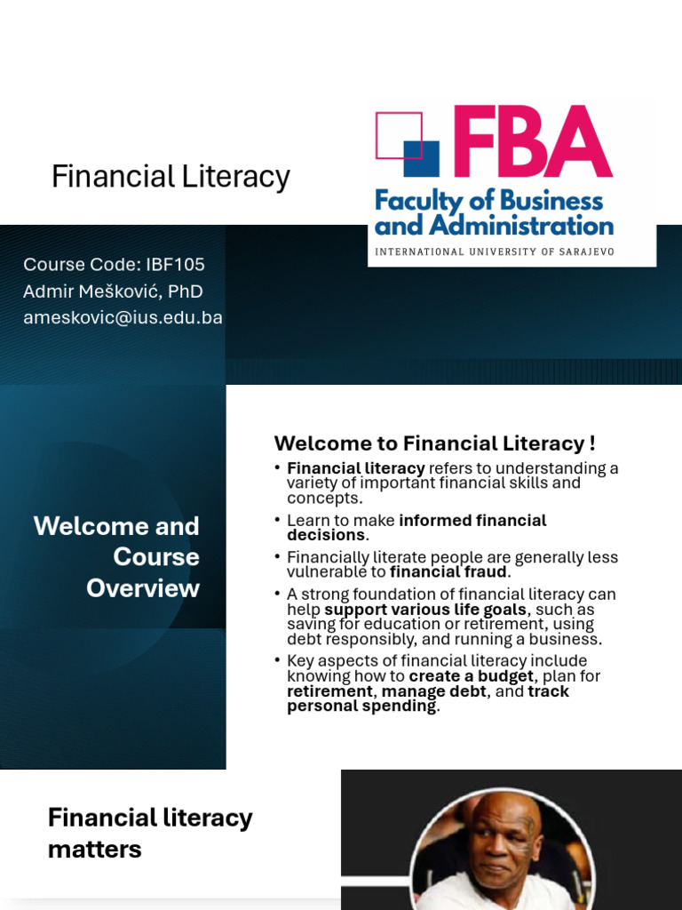 00 Introduction to financial literacy | PDF | Financial Literacy | Literacy