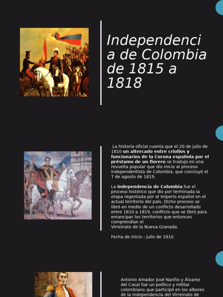 Independencia de Colombia de 1815 a 1818 diapositiva | PDF | Colombia ...