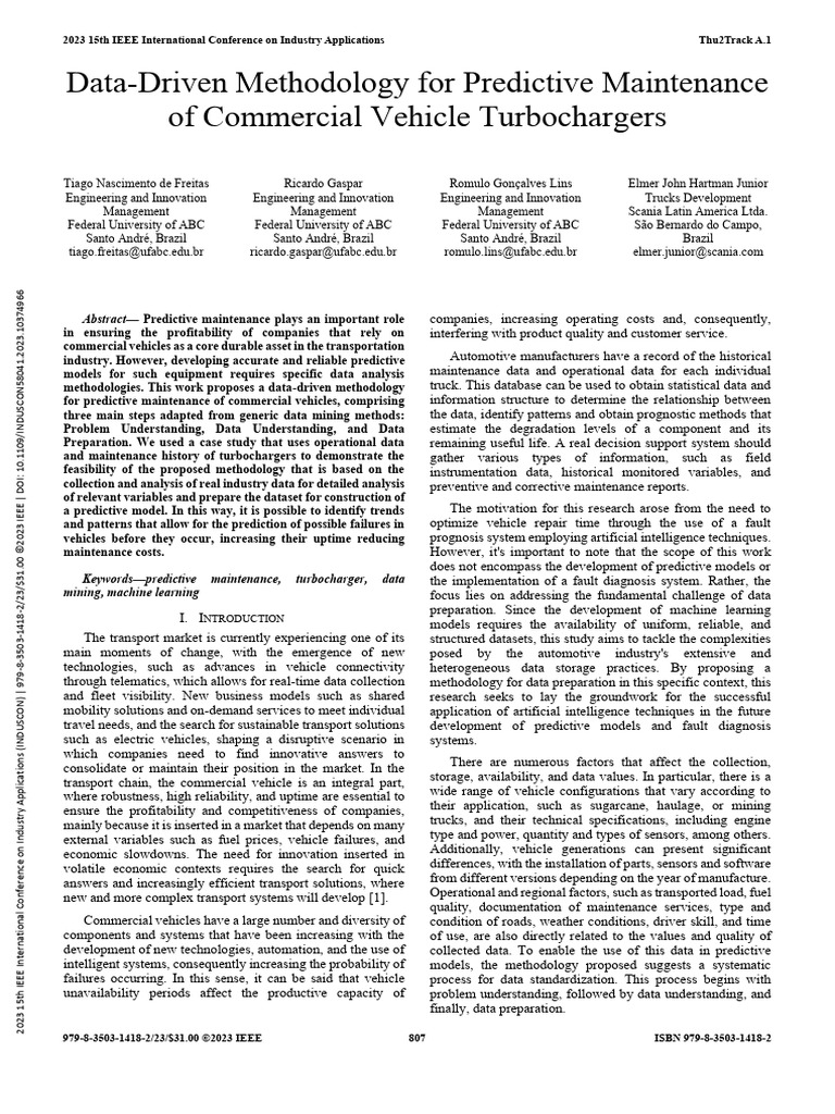 Data-Driven Methodology For Predictive Maintenance | PDF | Machine Learning | Data