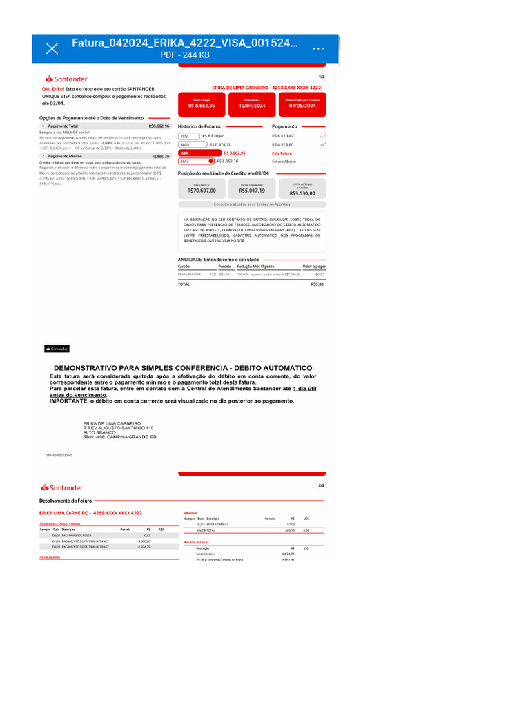 Email – Érika de Lima Carneiro – Outlook | PDF | Cartão de crédito ...