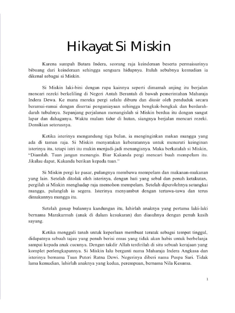 Hikayat Si Miskin | PDF
