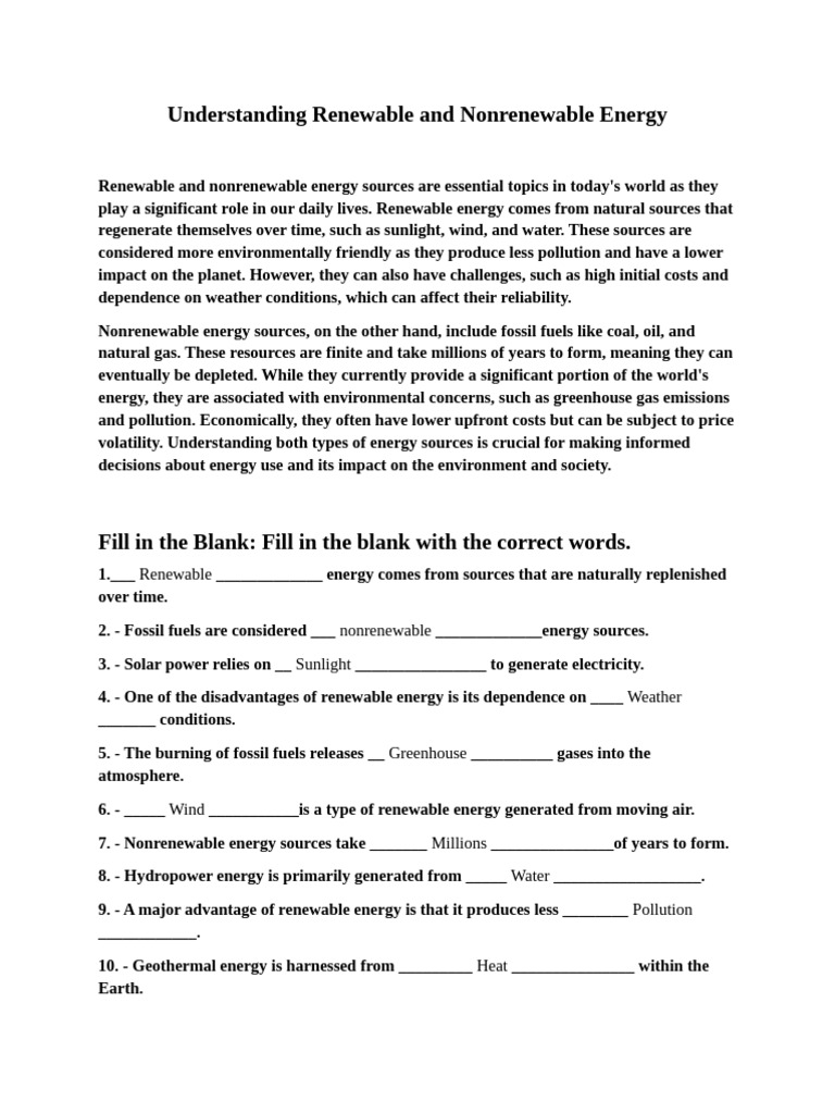 Understanding Renewable and Nonrenewable Energy-Review Handout-2025 ...