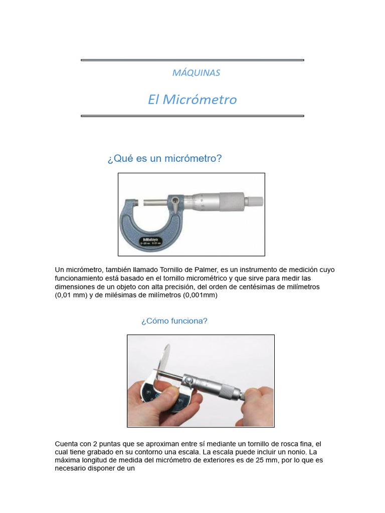 MICRÓMETRO | PDF | Instrumento de medición | Longitud