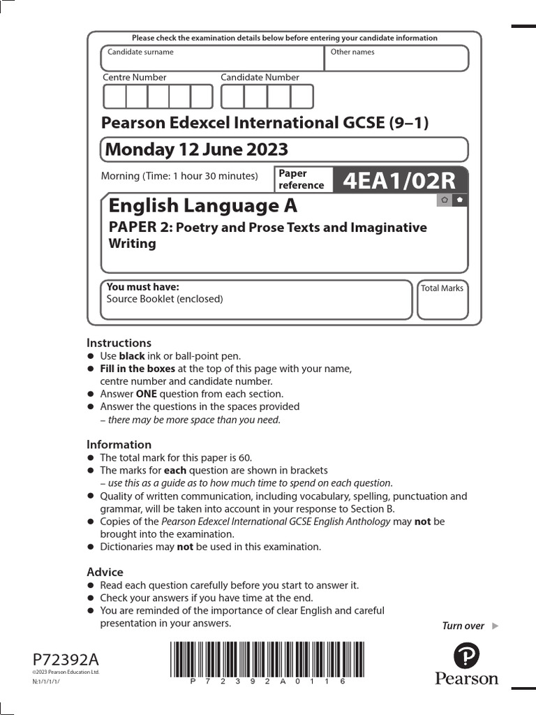 Edexcel GCSE English Exam Paper 2 | PDF | Written Communication | Human ...