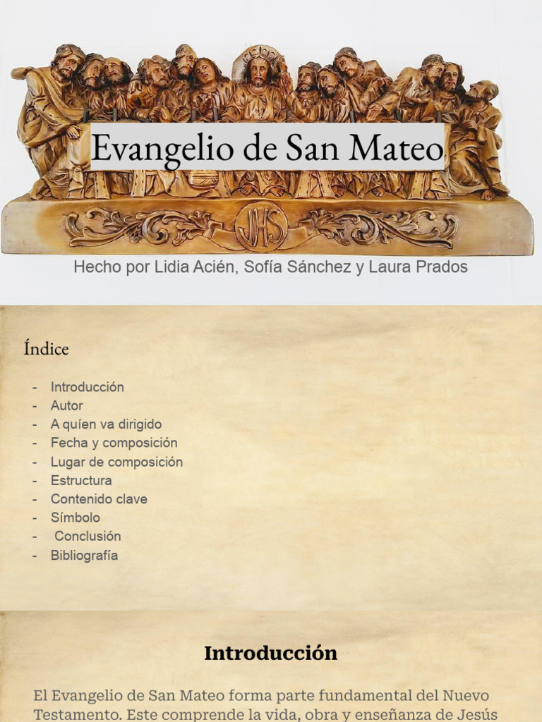 Análisis del Evangelio de San Mateo | PDF | Evangelio de Mateo | Jesús