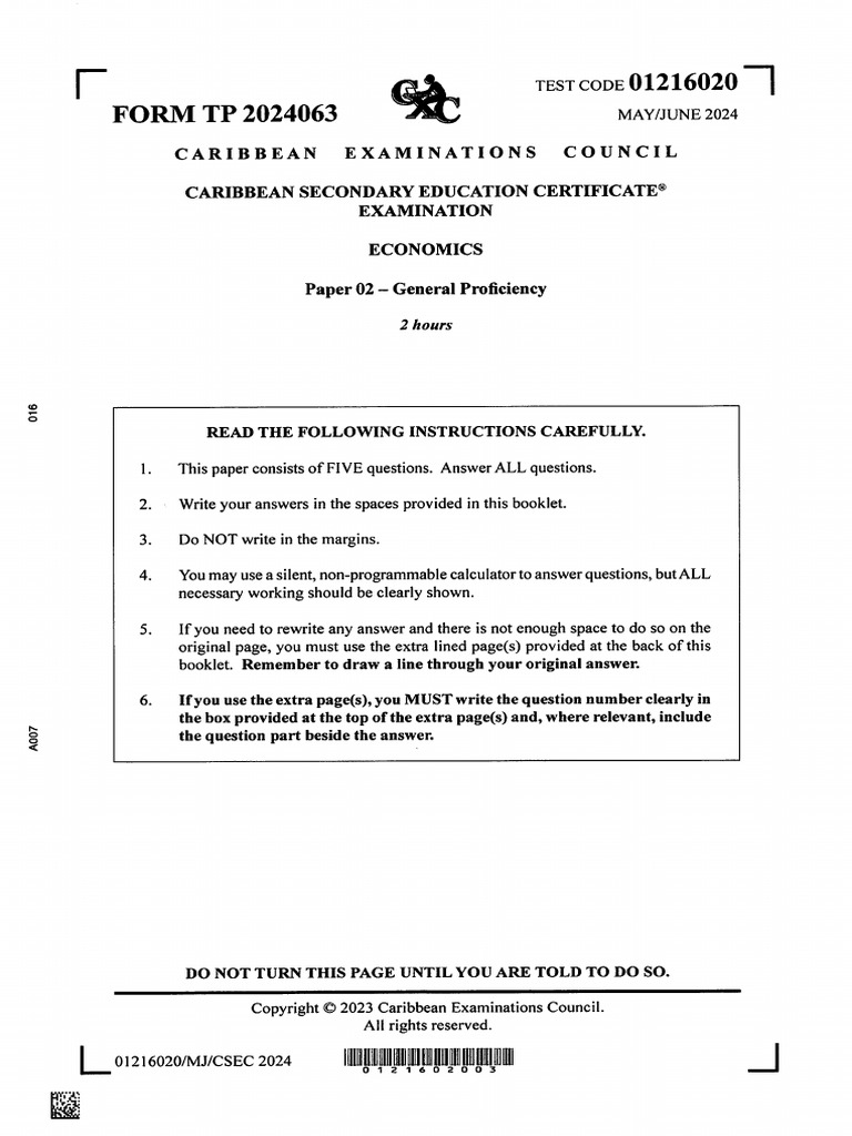 Csec Econ 2024 | PDF