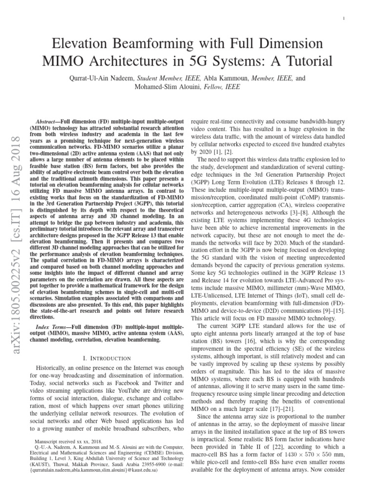 Elevation Beamforming With Full Dimension MIMO Architectures in 5G ...
