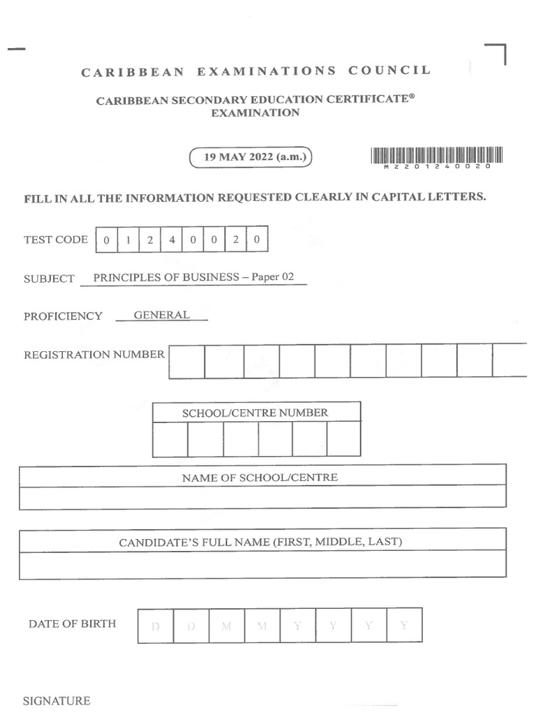 CSEC POB June 2022 P2 | PDF