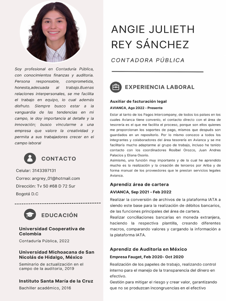 Curriculum Angie Rey | PDF