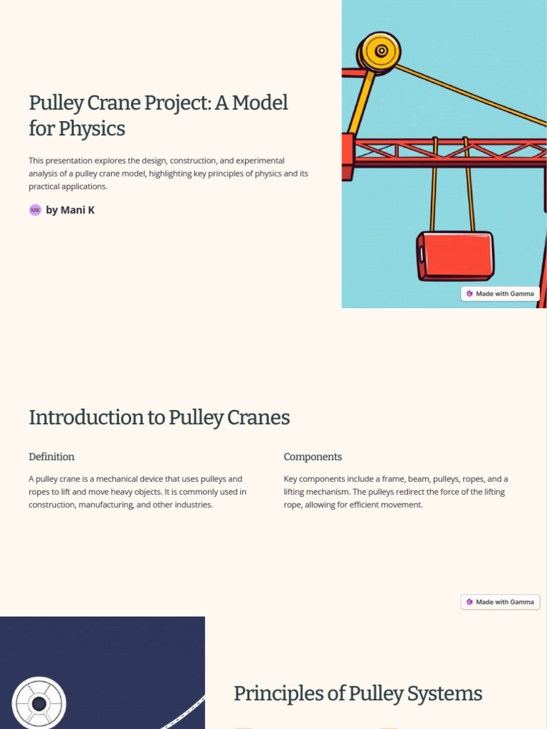 Pulley Crane Project A Model For Physics | PDF | Crane (Machine) | Force