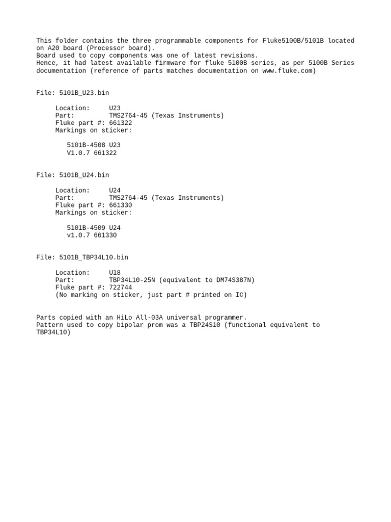 Fluke 5100B/5101B Component Details | PDF