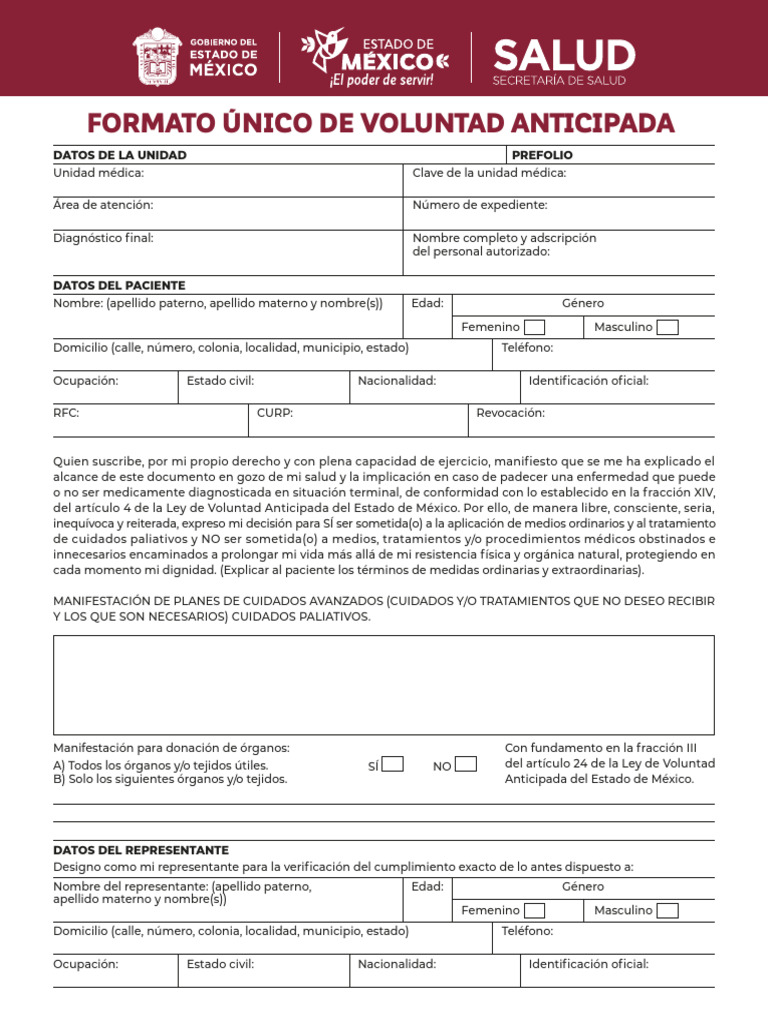 Formato de Voluntad Anticipada | PDF | Cuidados paliativos