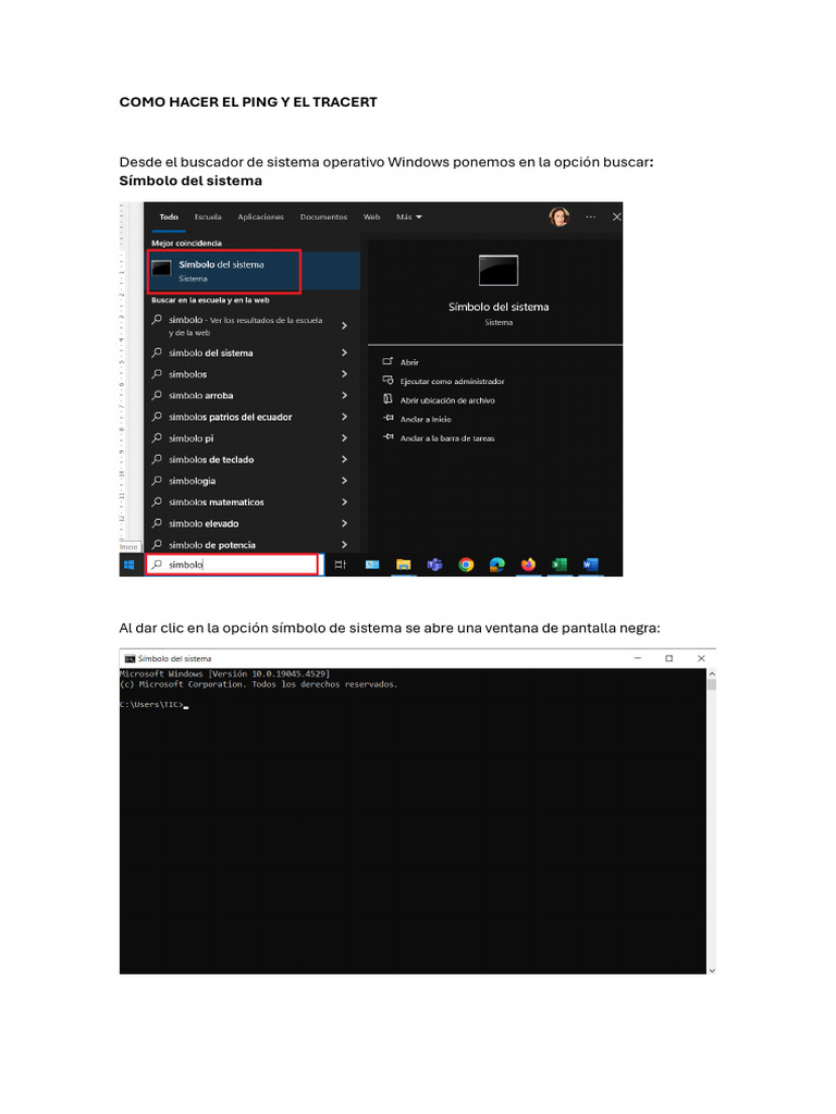 Guía: Ejecutar Ping y Tracert en Windows | PDF