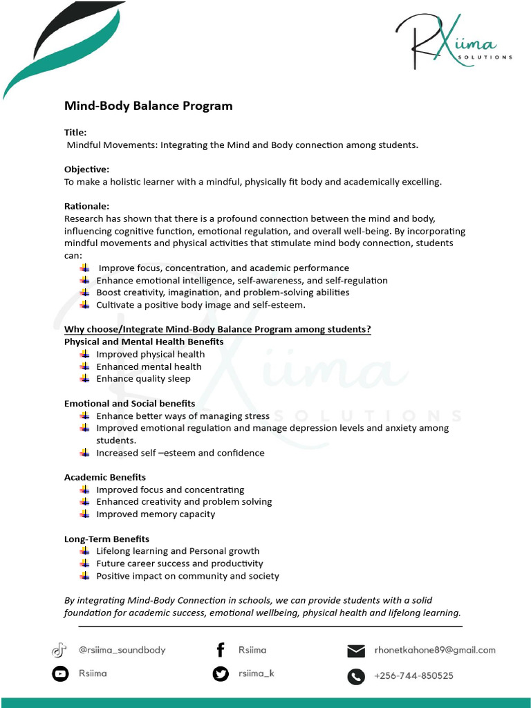 Mind-Body Balance Program for Students | PDF | Mindfulness | Meditation