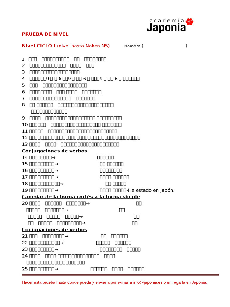 Prueba de Nivel | PDF