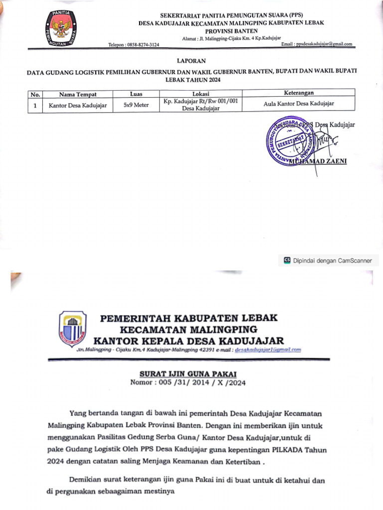 Laporan Data Gudang Logistik Desa Kadujajar | PDF