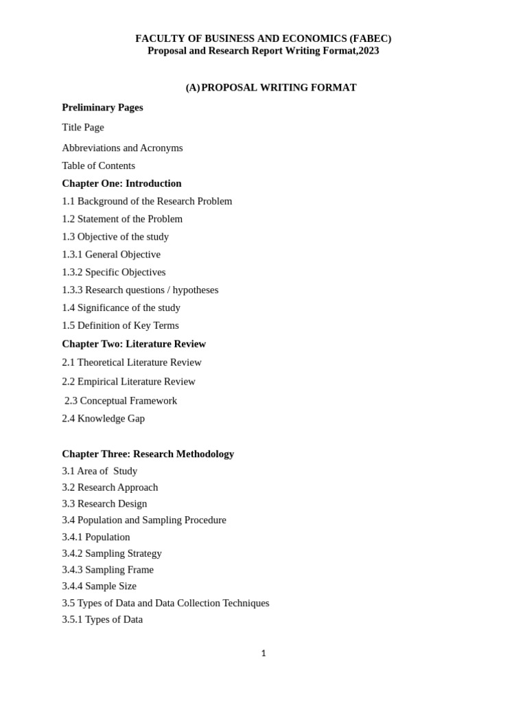 Proposal and Research Report Writing Format | PDF | Data | Methodology
