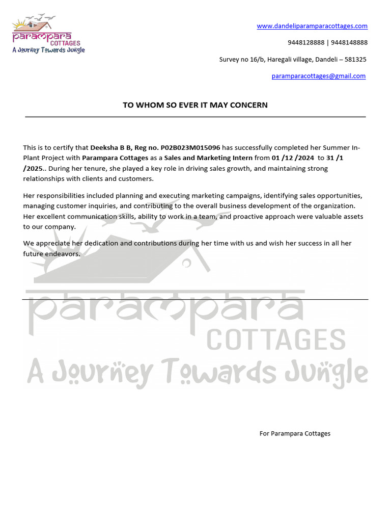 Experience Letter Deeksha | PDF