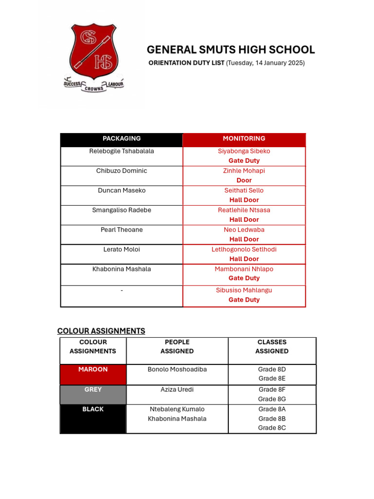 Orientation Assignments (Updated) | PDF