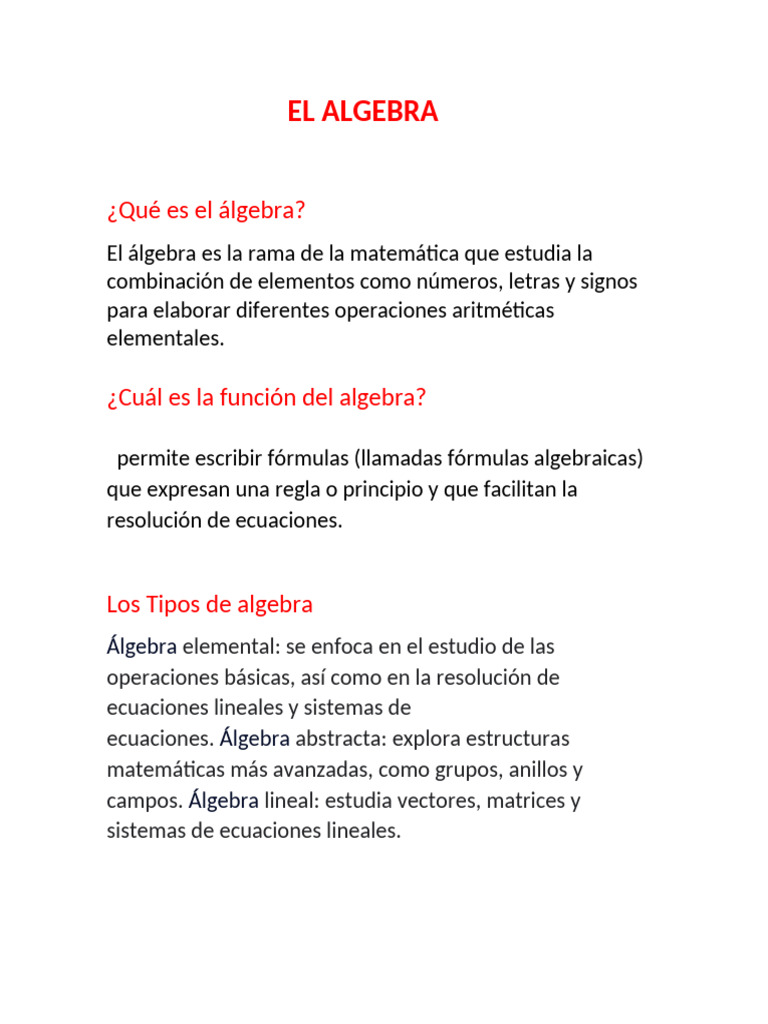 Introducción al Álgebra y sus Usos | PDF