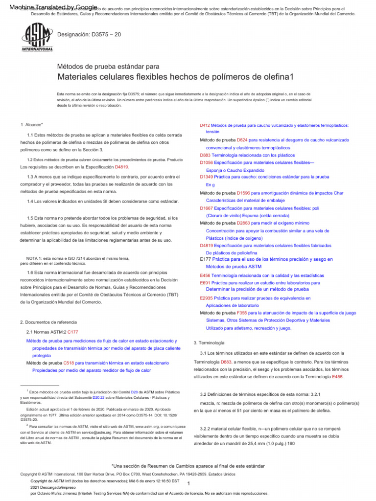 ASTM D3575 Materiales Celulares Flexibles Hechos de Polímeros | PDF | Polímeros | Laboratorios