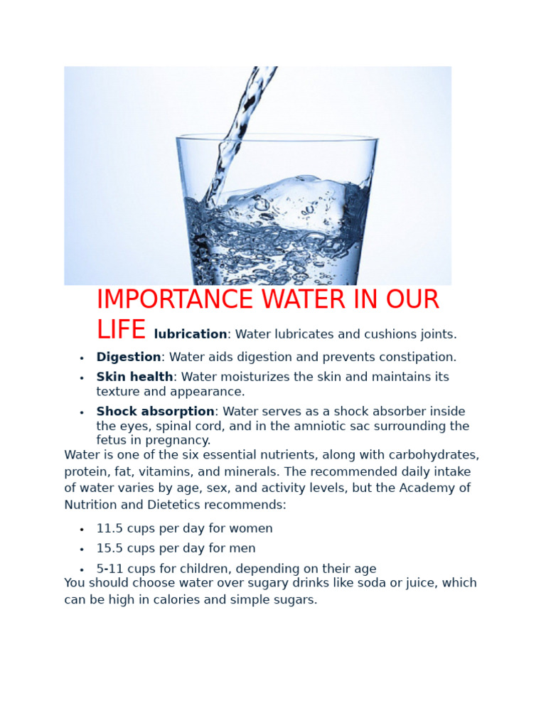 Essential Benefits of Water in Life | PDF