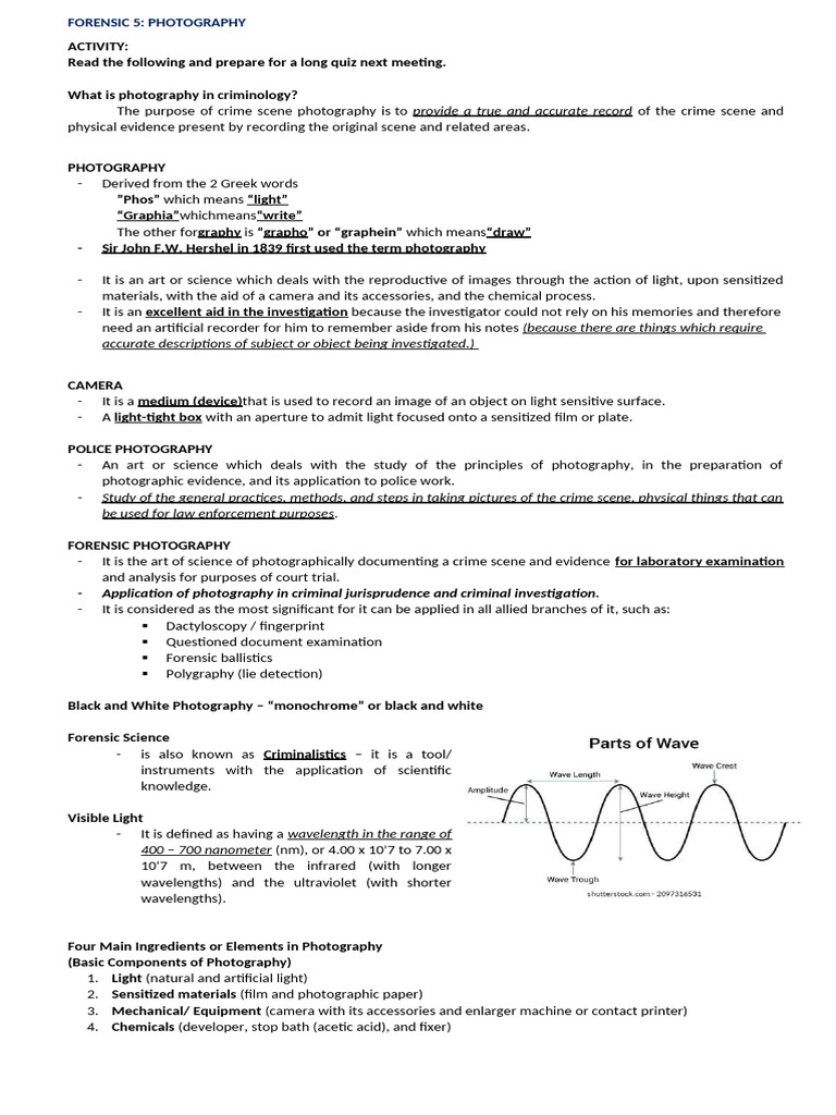 What Is Photography in Criminology Autosaved | PDF | Electromagnetic ...