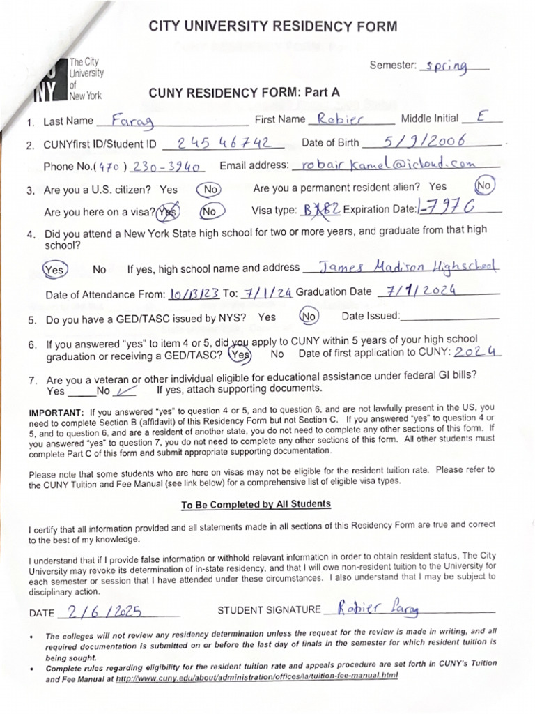 City University Residency Form | PDF