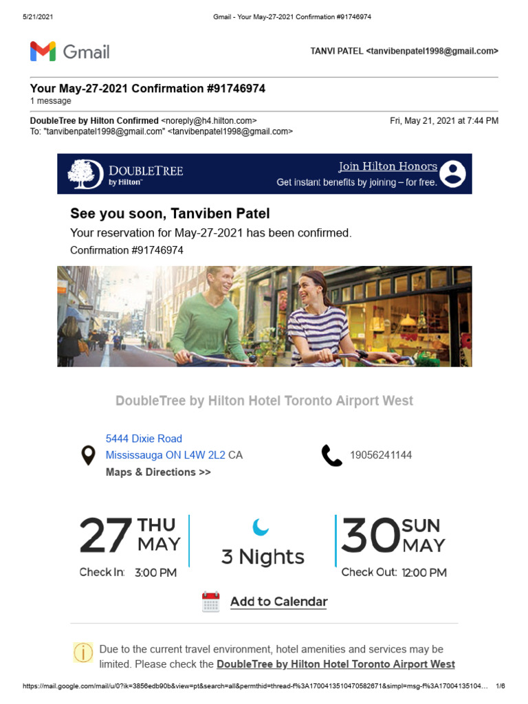 3 days hotel confirmation | PDF | Hilton Worldwide | Hotel