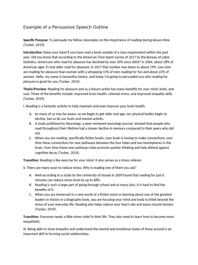 Unit 6 Assignment_Sample Outline_Persuasive Speech | PDF | Empathy ...