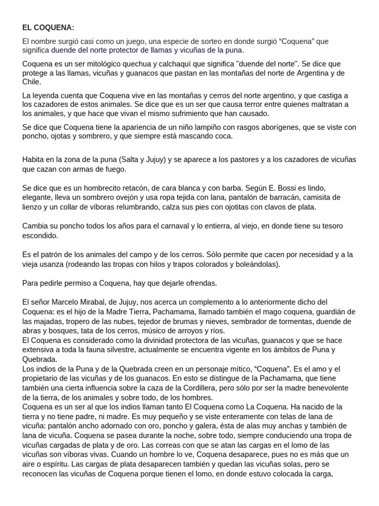 Coquena: El Duende Protector de la Puna | PDF