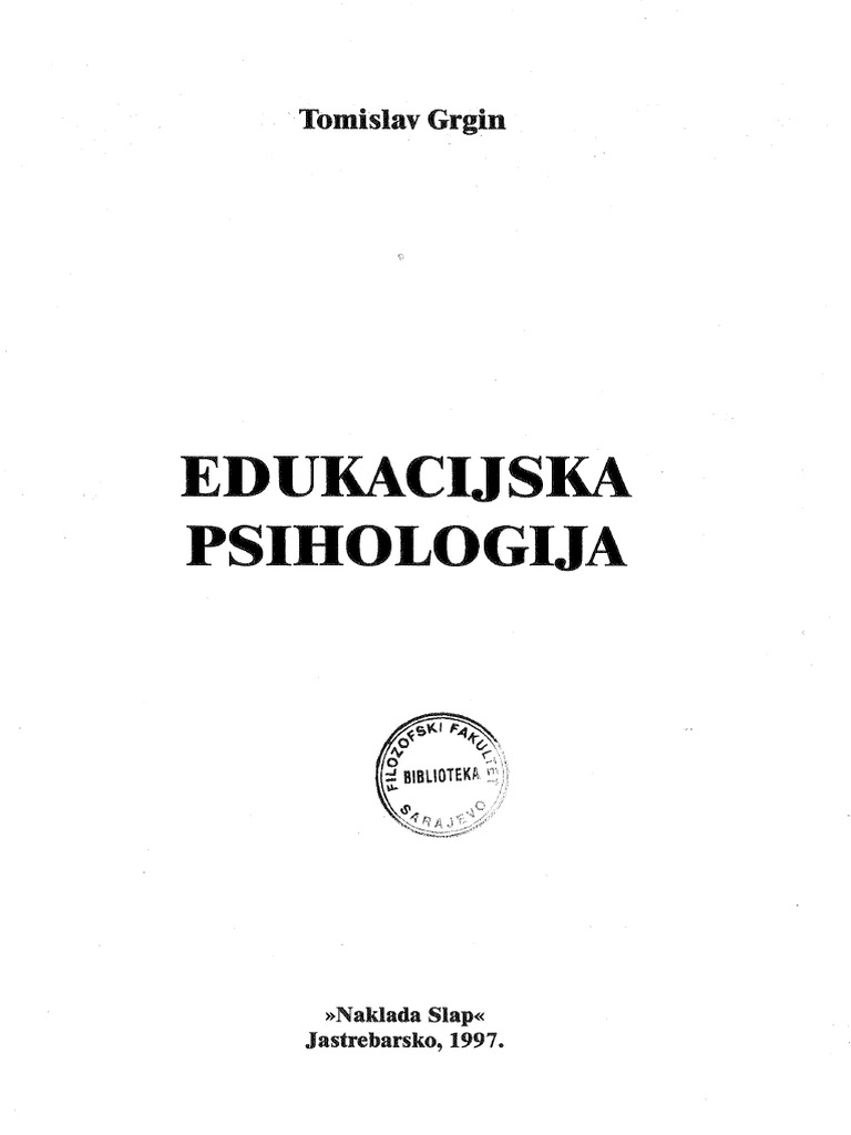 Edukacijska Psihologija - Tomislav Grgin | PDF