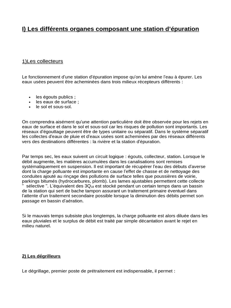 Composants clés d'une station d'épuration | PDF
