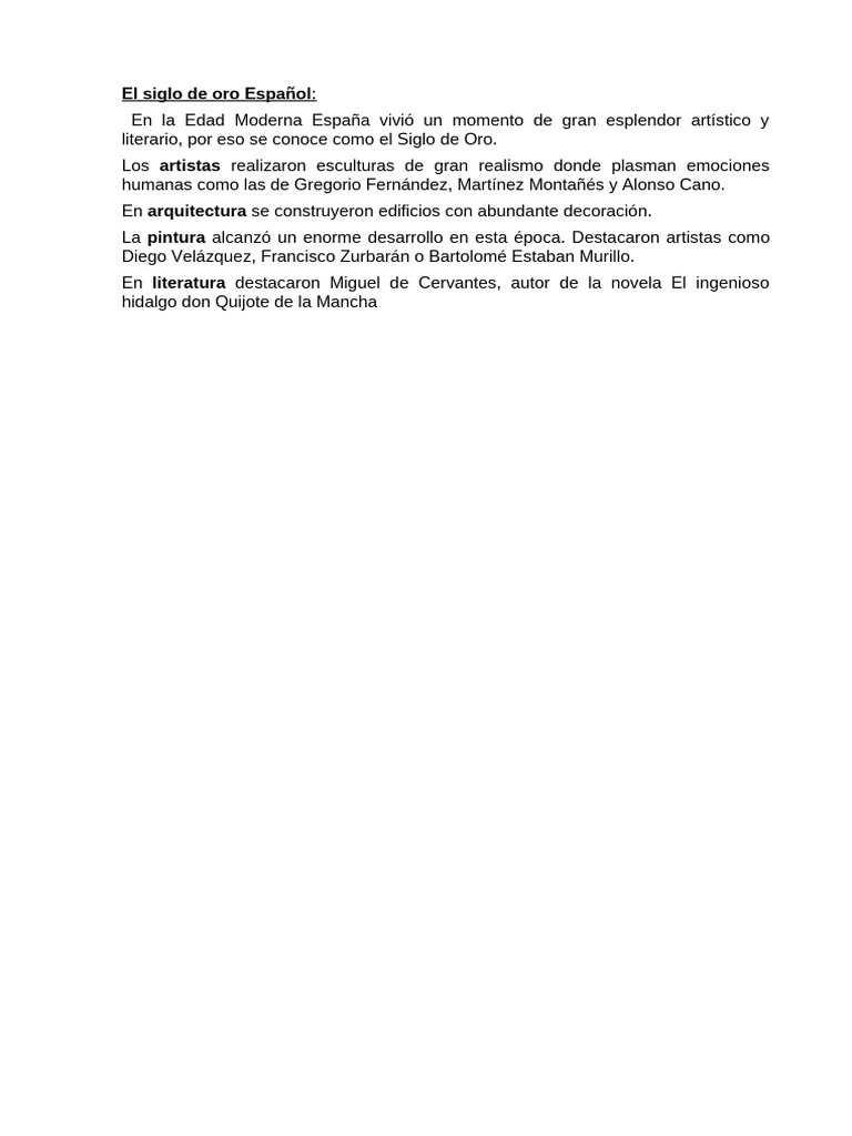 Siglo de Oro Español: Arte y Literatura | PDF