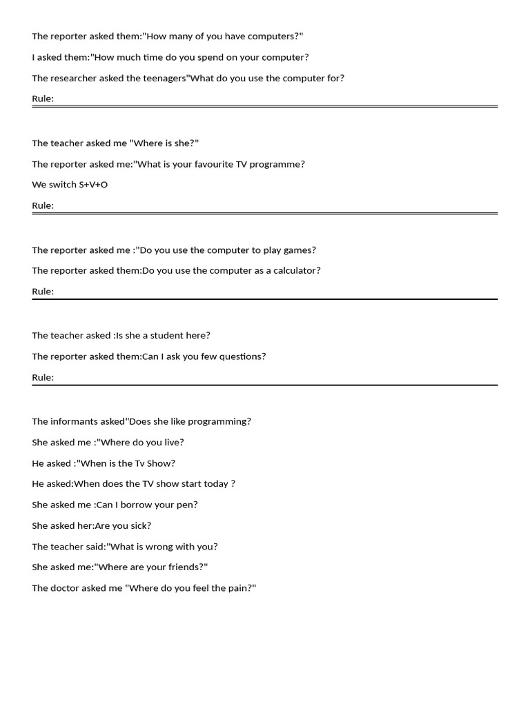 Reporting Questions | PDF