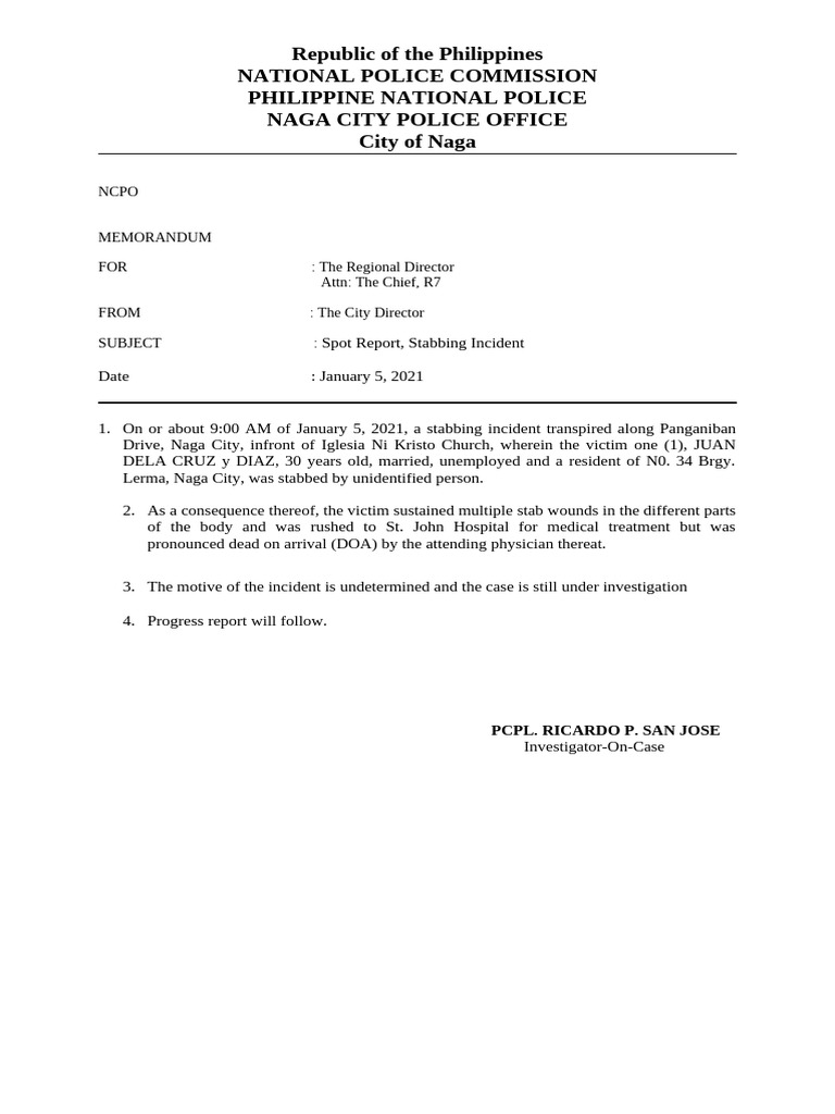 Spot Report Ex. | PDF