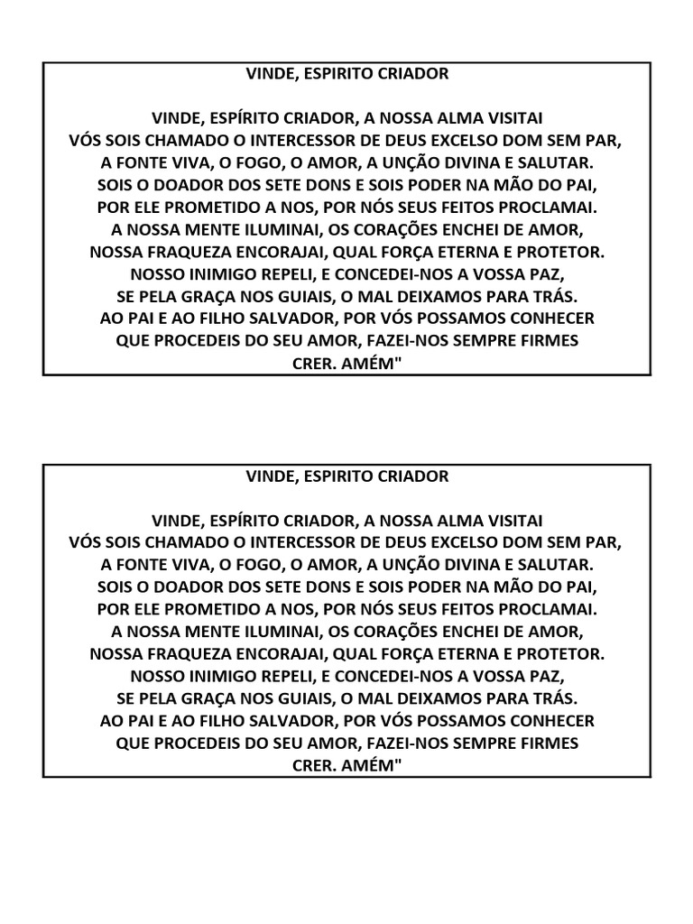 VINDE ESPIRITO CRIADOR | PDF