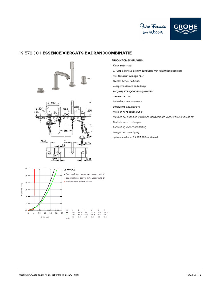 GROHE Specification Sheet 19578DC1 | PDF