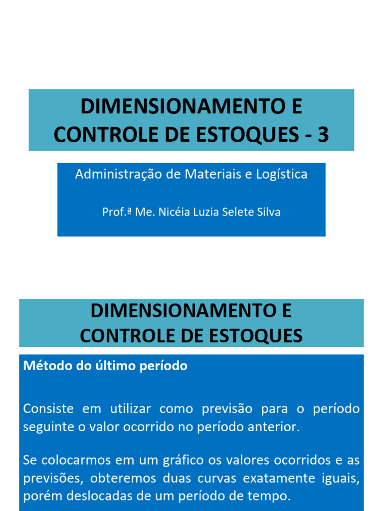 M&L - Dimensionamento e Controle de Estoques - 03 | PDF | Média | Média móvel