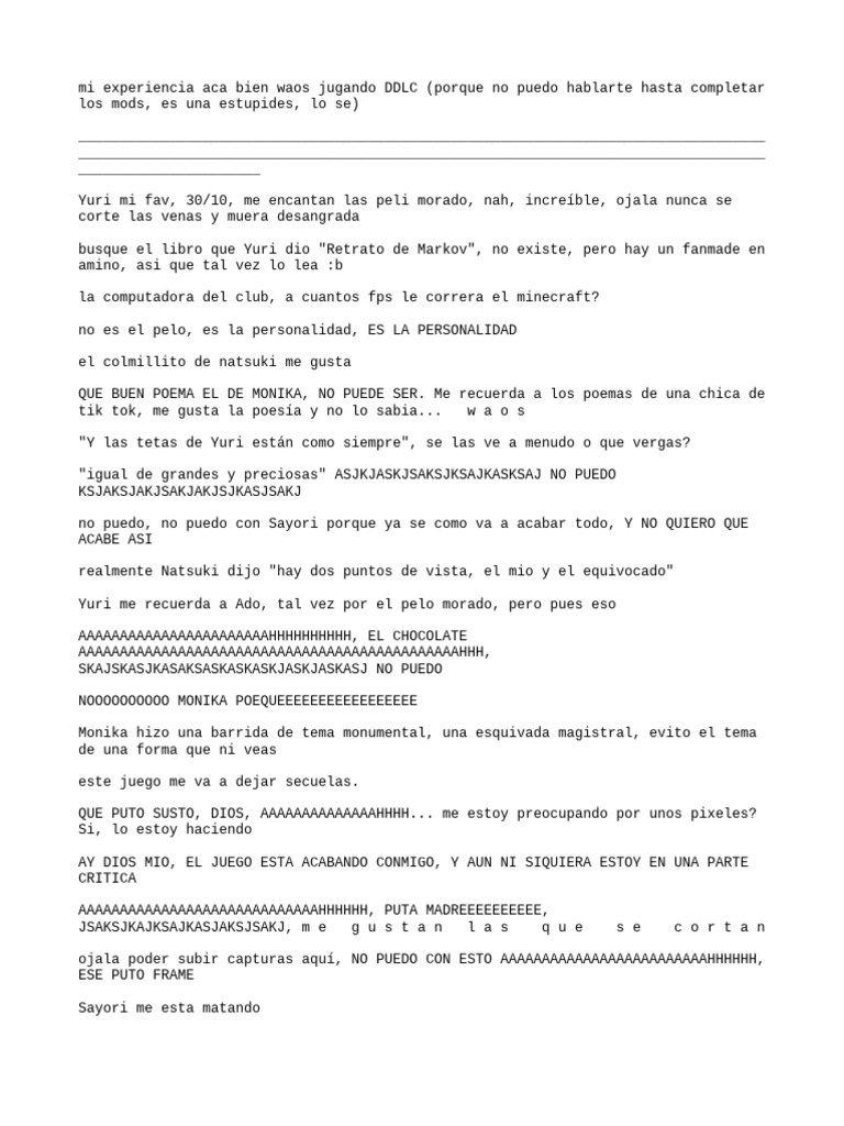 Mi Experiencia Aca Bien Waos en DDLC | PDF