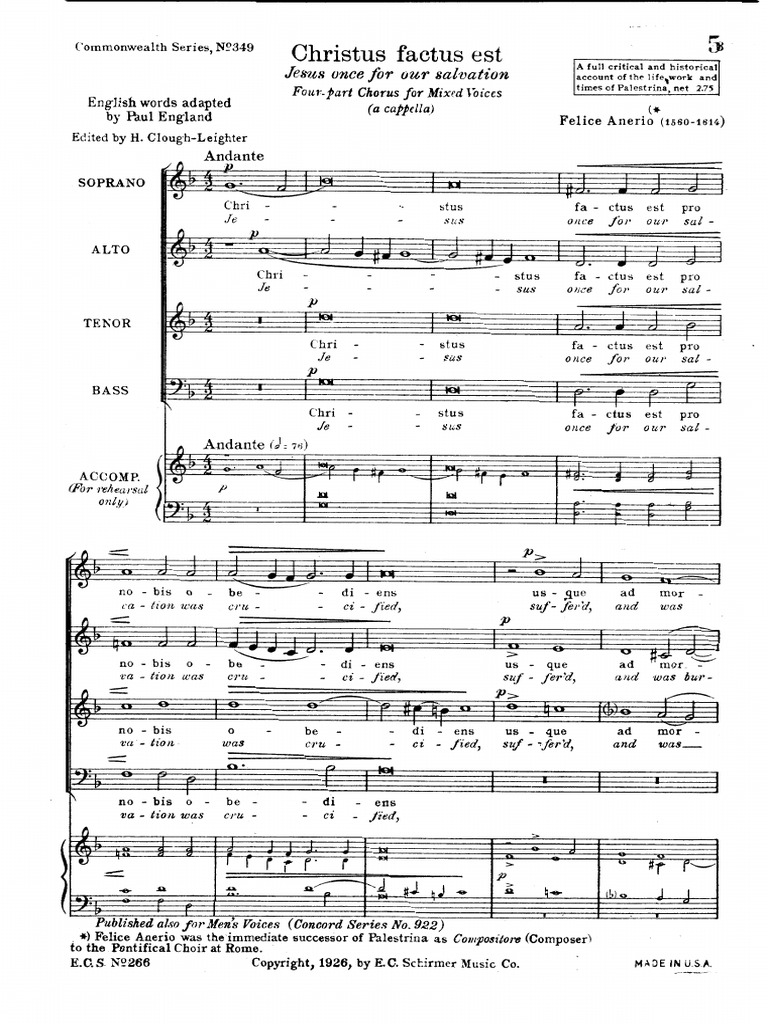 Christus Factus Est ANERIO | PDF