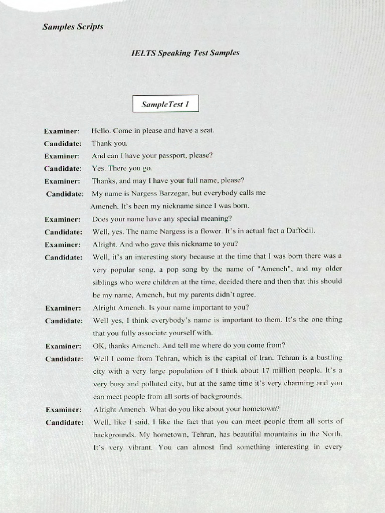 Sample Speakings | PDF