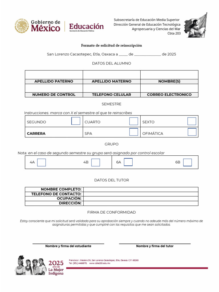 Solicitud de Reinscripcion 2025 | PDF