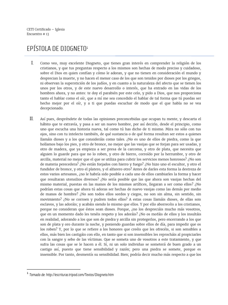 Encuentro 13 - Diogneto - CETI Iglesia | PDF | Dios | Alma
