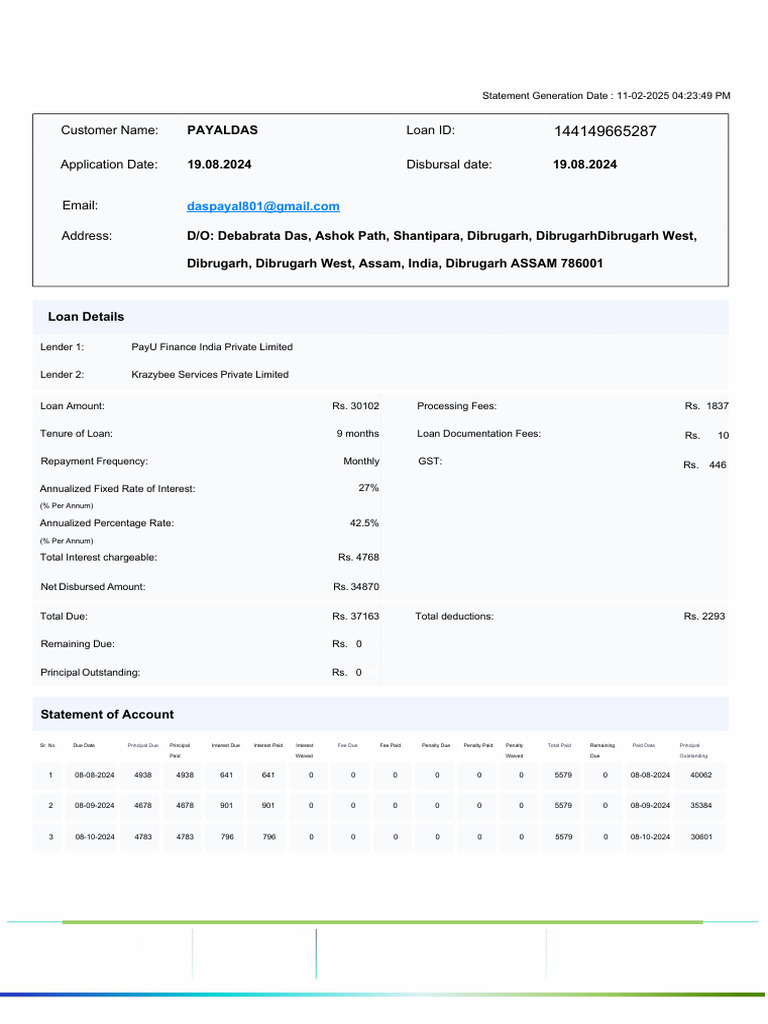 Loan Statement P - OCR | PDF | Interest | Loans