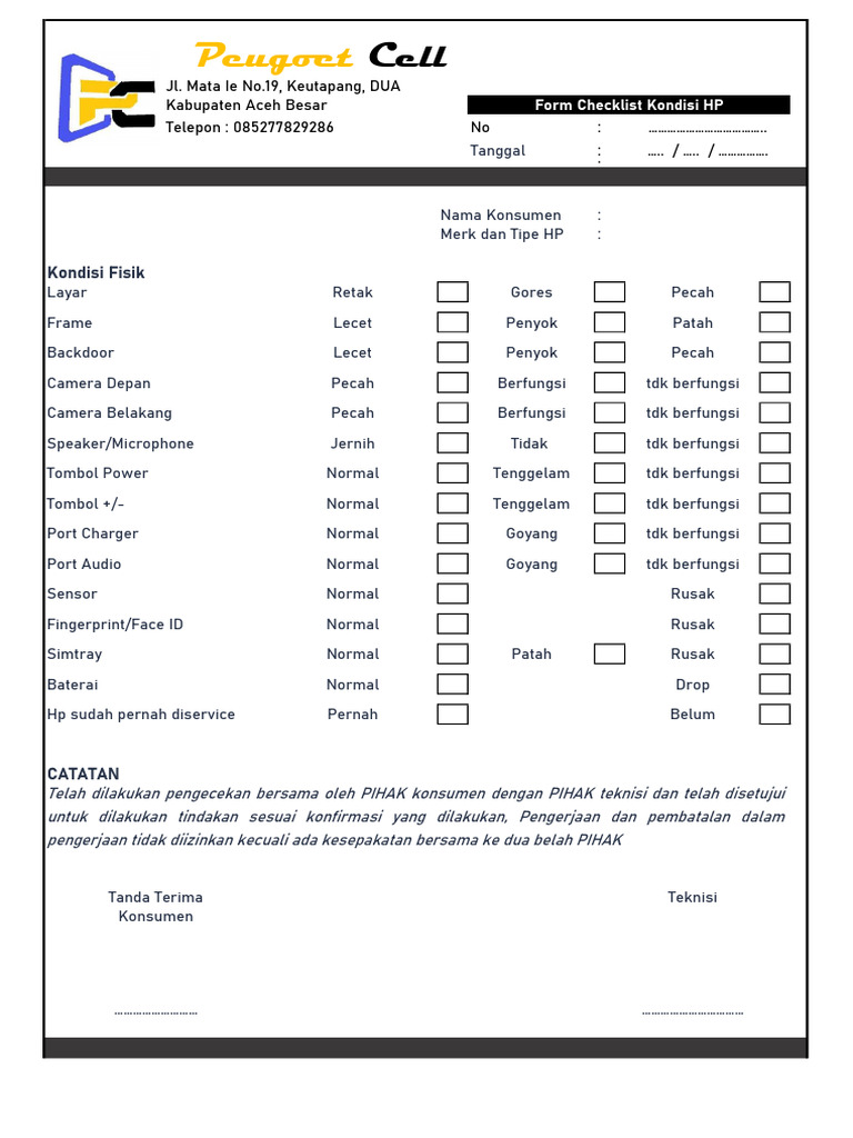 Form Cheklist - Mifta | PDF