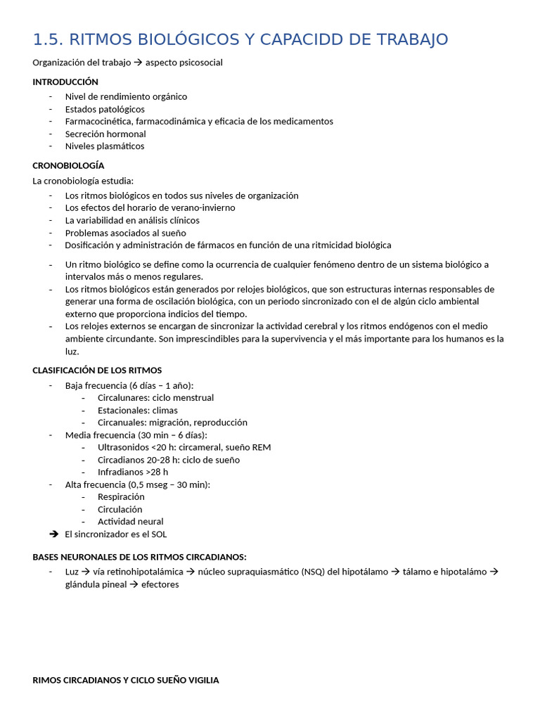 1.5. Ritmos Biológicos | PDF | Ritmo circadiano | Biología