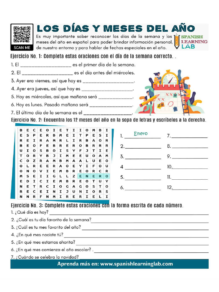 Los Dias y Los Meses Del Ano. | PDF