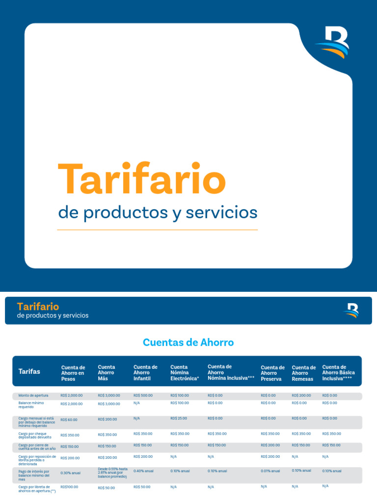 Tarifario-de-productos-y-servicio | PDF | Tarjeta de débito | Visa Inc.
