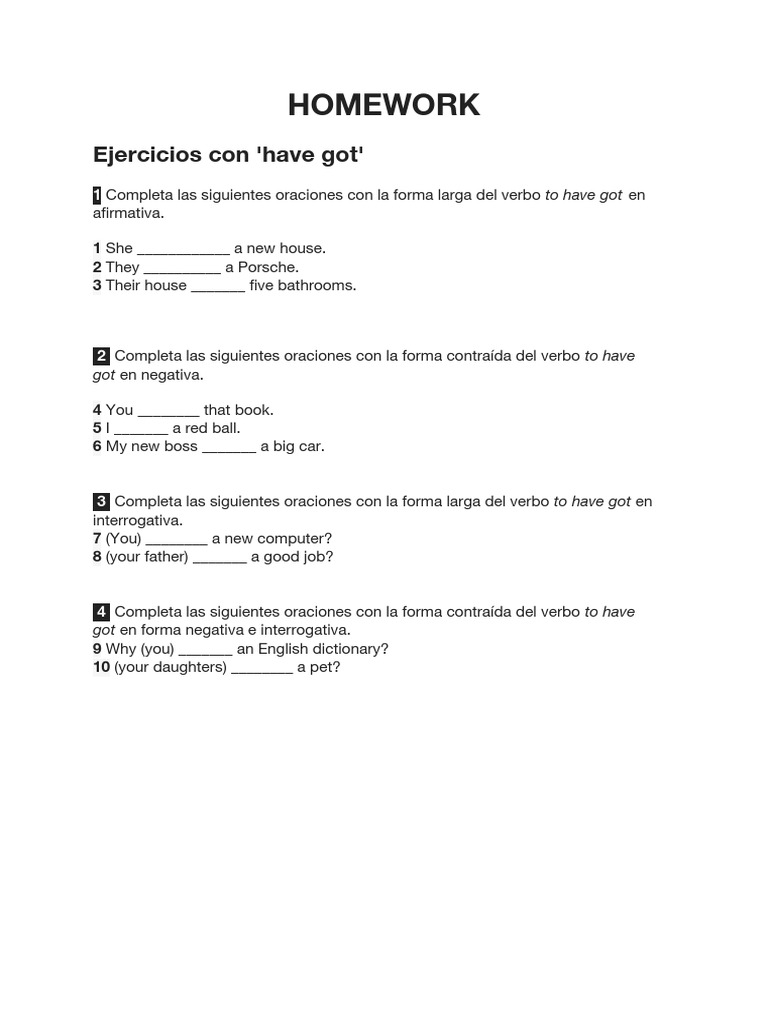 Homework HAVE AND HAD | PDF